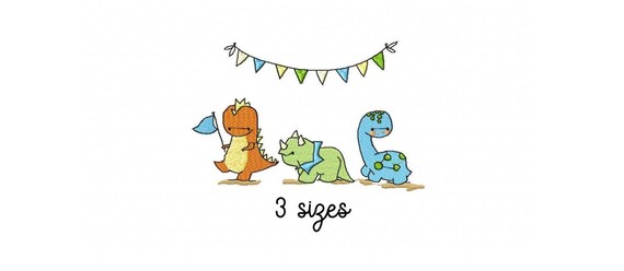 Dino Friends Embroidery Design Animals Embroidery Design | Etsy