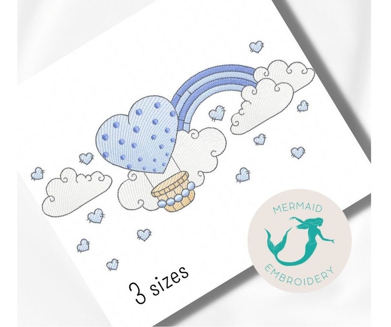Balloon Heart Blue Embroidery Design Baby Embroidery Design - Etsy