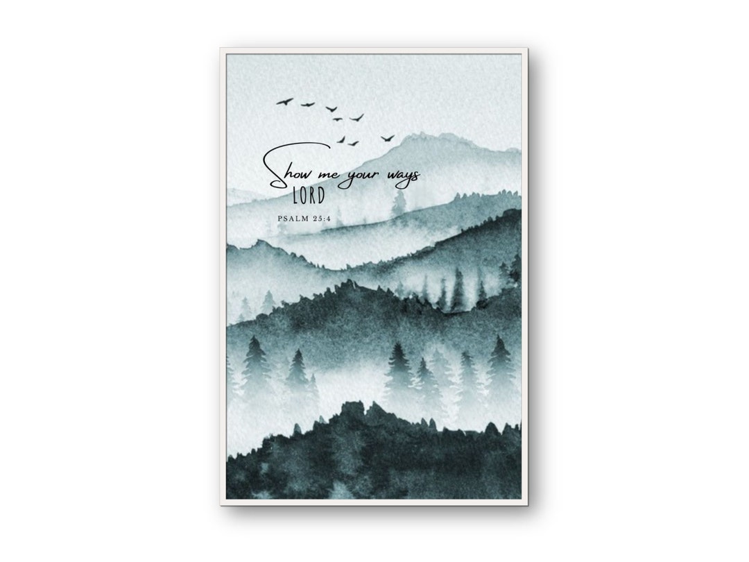 Watercolor Mountains Wall Art, Wilderness Art Prints, Christian Quote ...