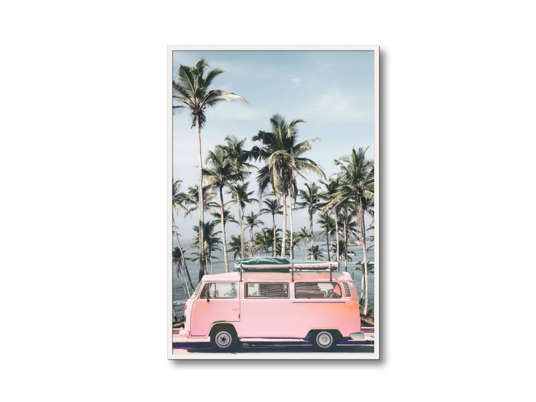 Camping at Beach Campsite - Pink RV Photography Wall Art, Gift for ...