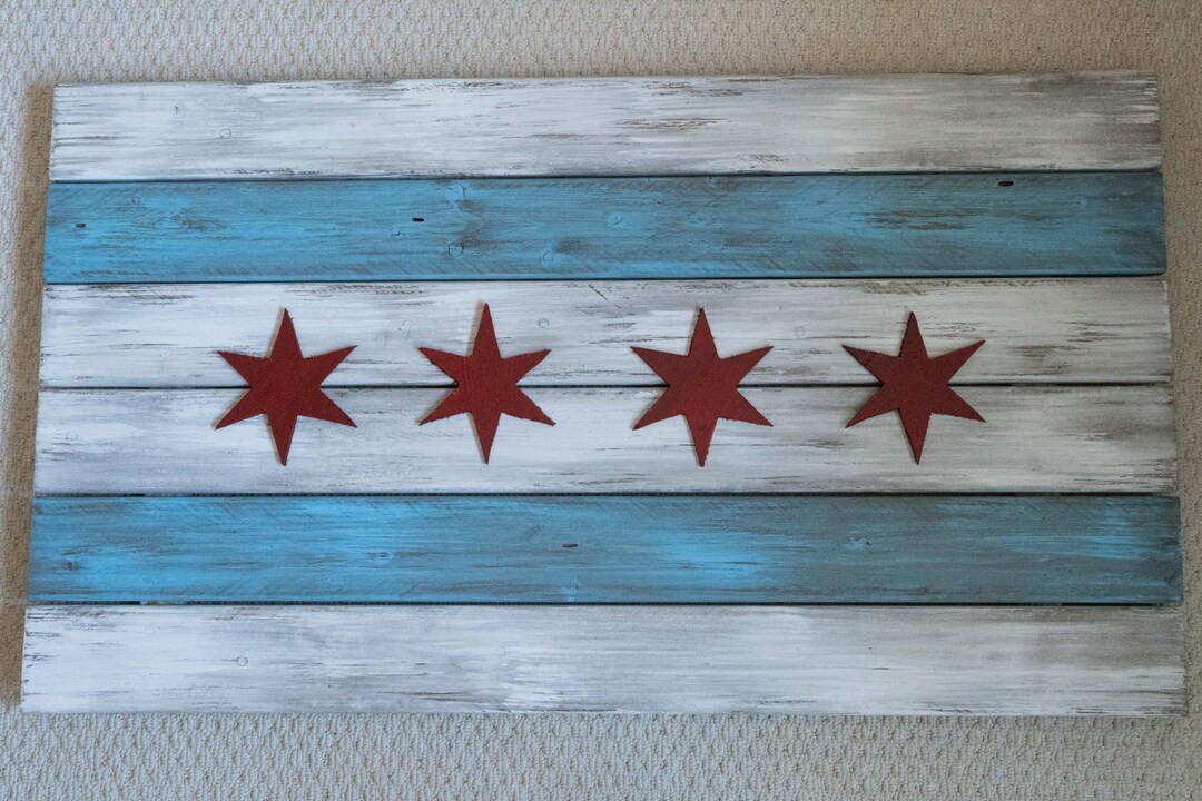 Large Wooden Chicago Flag, Vintage Chicago Flag, Rustic Chicago Flag ...
