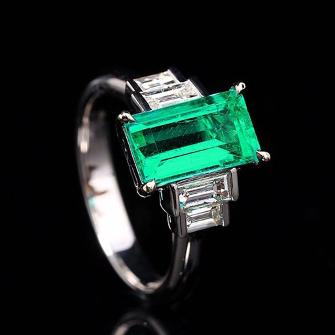 3.20Ct Natural Emerald Wedding Ring Classic Women Dainty | Etsy