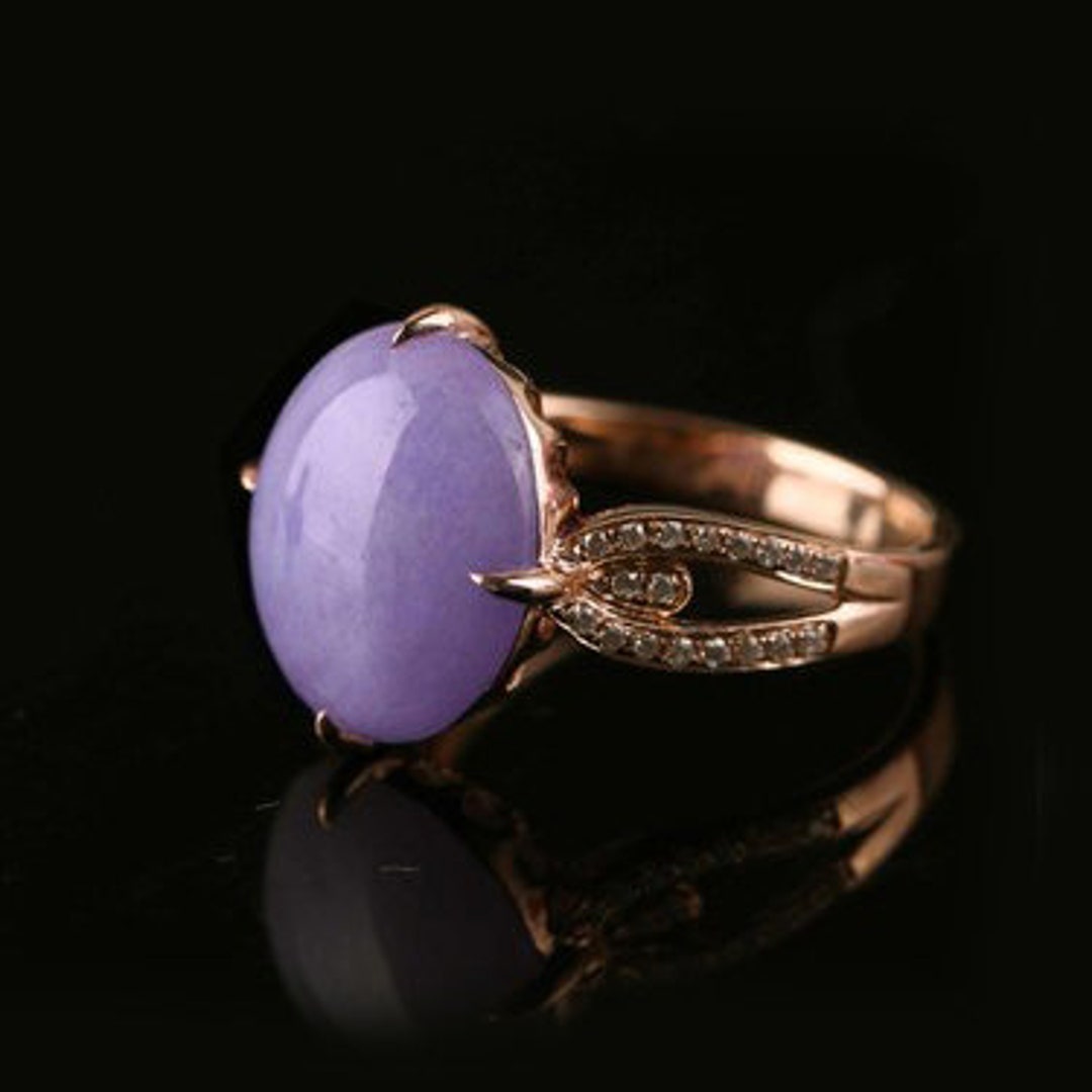 Purple Jade Classic Anniversary Ring, Jade Cocktail Ceremony Ring for ...