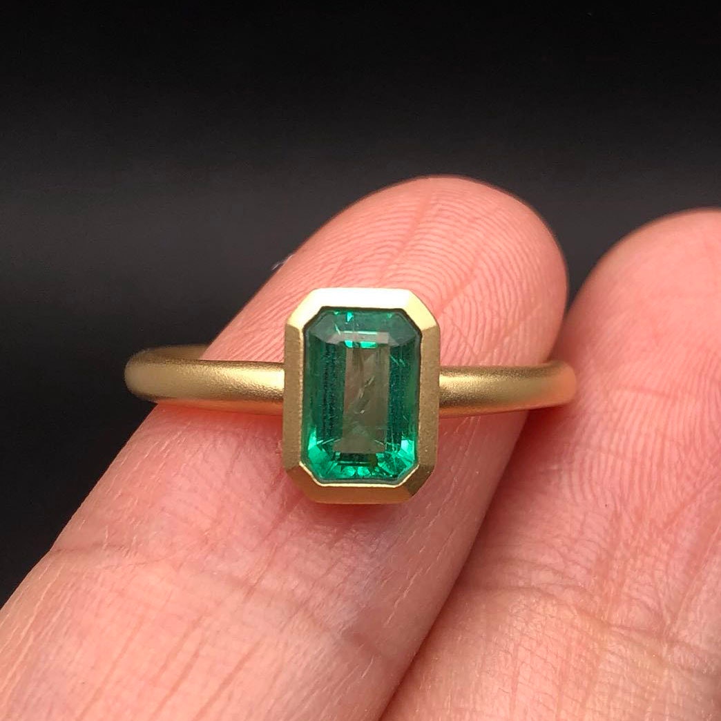 1.80Ct Natural Emerald Promise Ring 14K Matte Finished Gold | Etsy