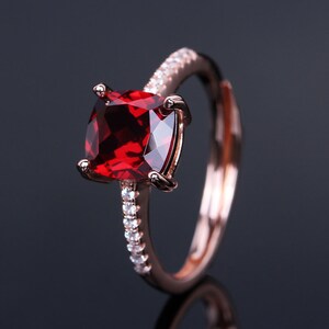Princess Cut Garnet Engagement Style Ring 14K Gold Ring Valentine Day ...