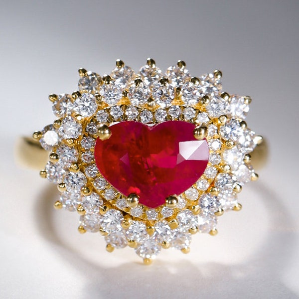 Ruby Heart Ring - Etsy