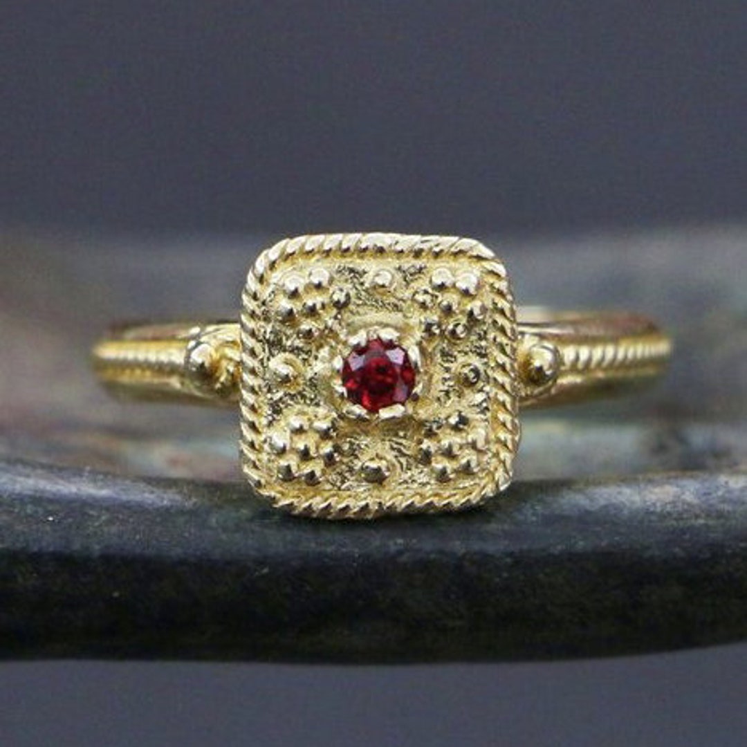 1980's Style Handmade Ruby Wedding Ceremony Ring Vintage Ruby Women ...