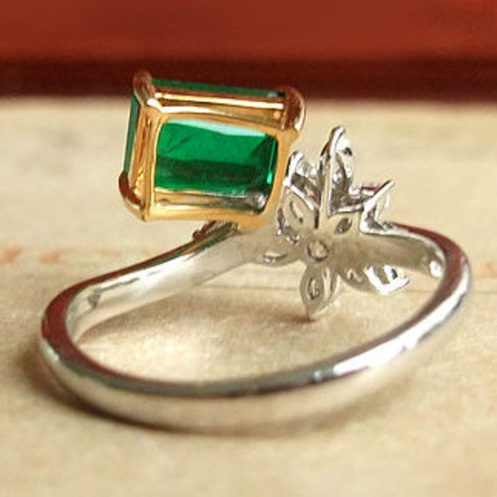 2.15Ct Natural Emerald Unique Bridal Wedding Ring Emerald Cut | Etsy