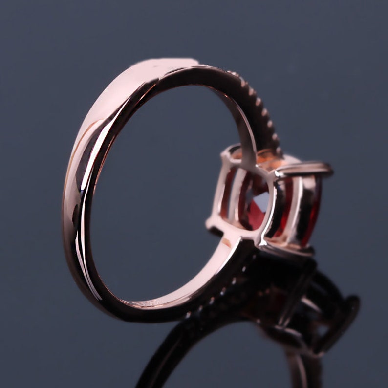 Princess Cut Garnet Engagement Style Ring 14K Gold Ring Valentine Day ...