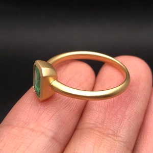 1.80ct Natural Emerald Promise Ring 14K Matte Finished Gold Emerald Cut ...