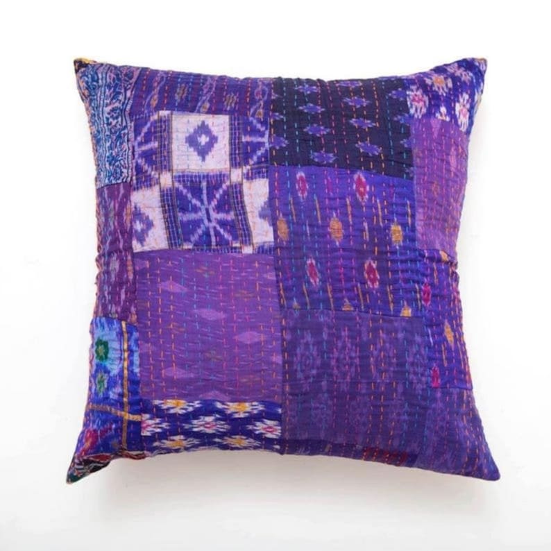 5 Pc Indian Decorative Pillows Kantha Cushion Cover 16x16 Pillow Cover Cushions Cover Handmade ...