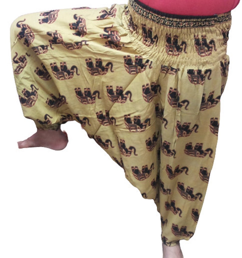 Cotton Pants Indian Handmade Mehndi Green Indian Cotton Elephant Baggy ...