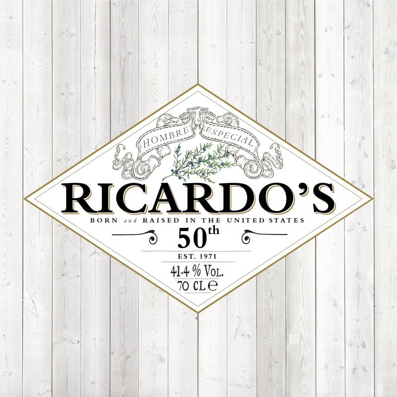 Personalized Digital printable Gin Label 5 Customizable - Etsy