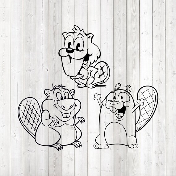 Set of 3 Funny Beavers With Big Teeth. Vector Cutting File for | Etsy