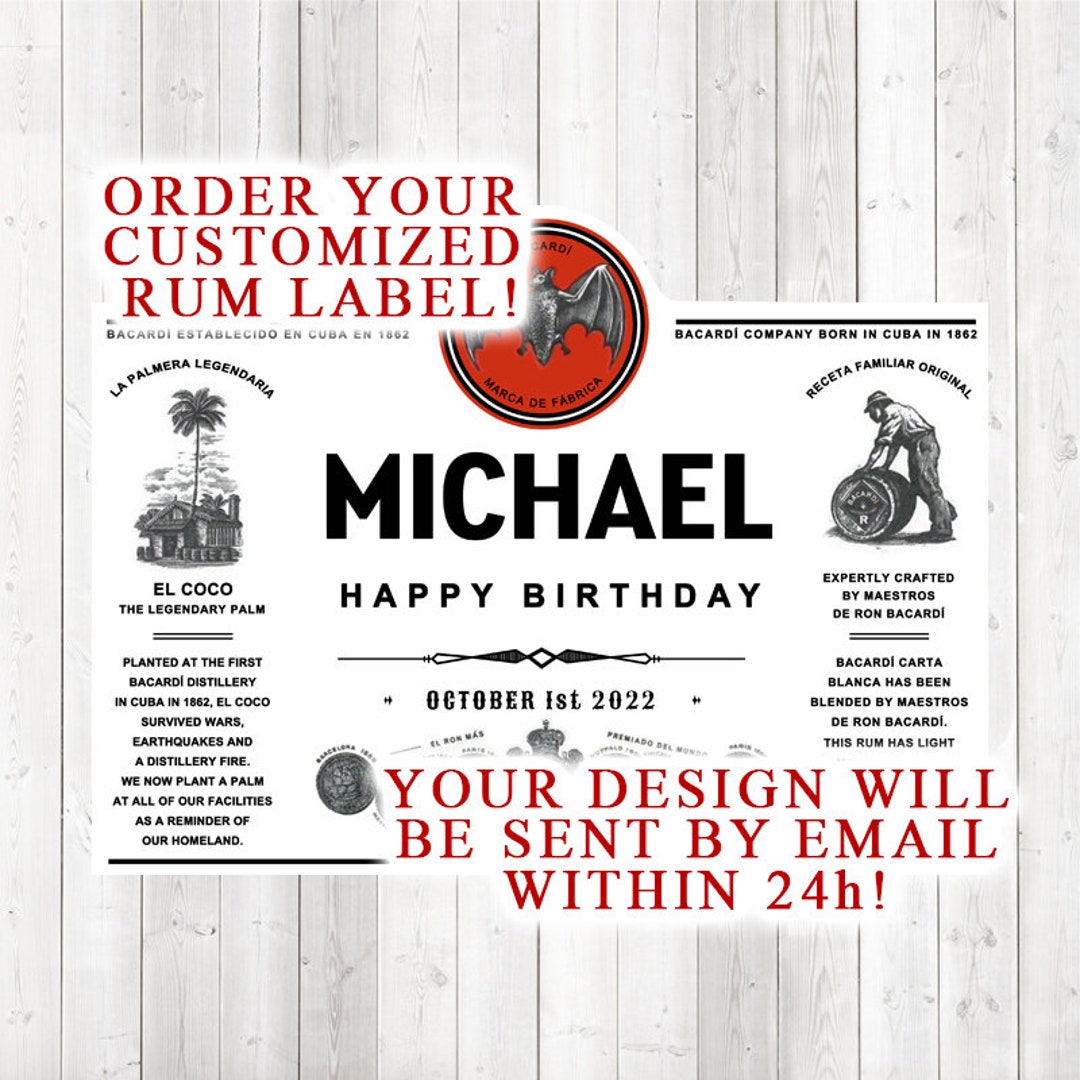 Personalized Digital (printable!) Rum Label; 3 Customizable Fields ...