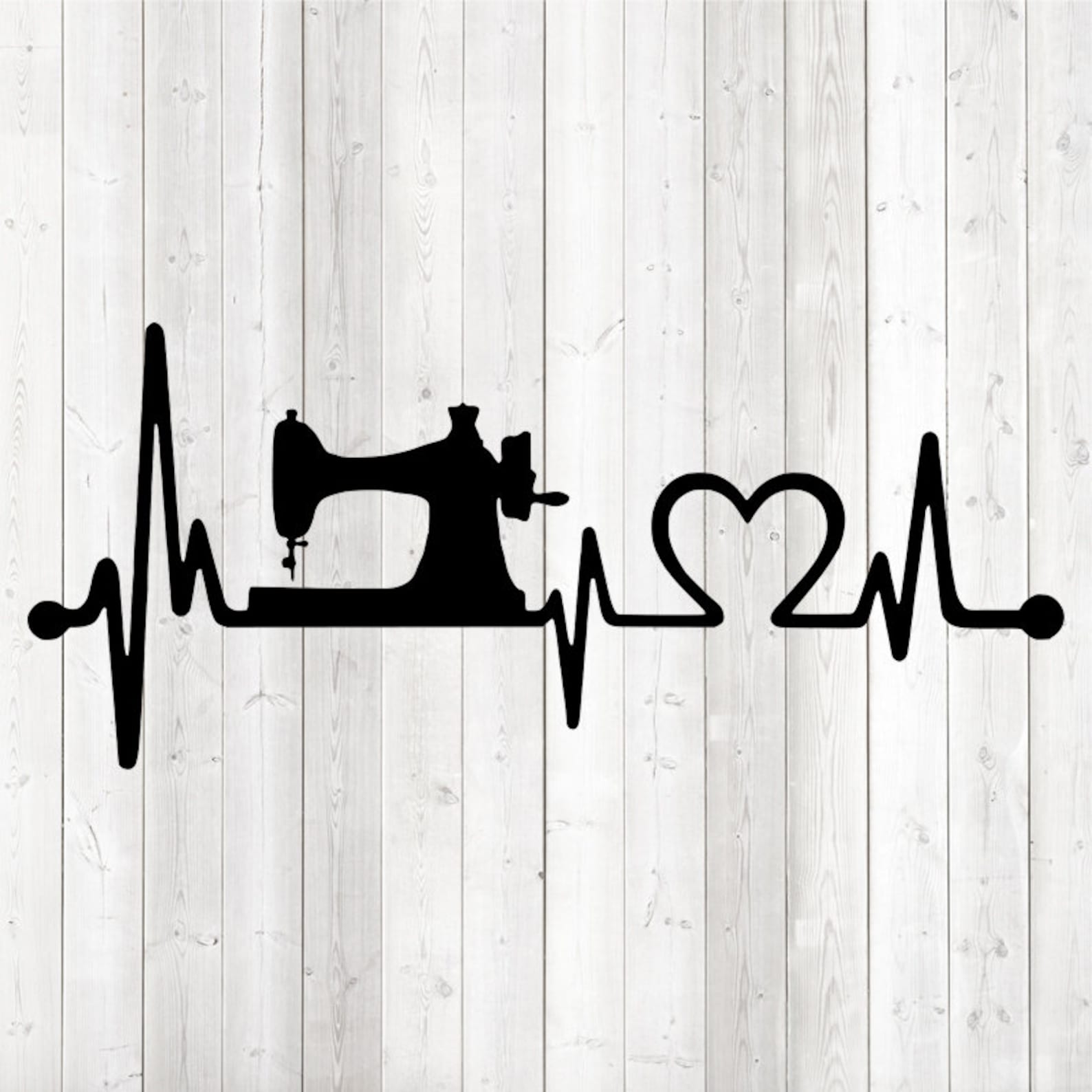 Heart Beat With Sewing Machine and Heart. Vector Cutting File - Etsy