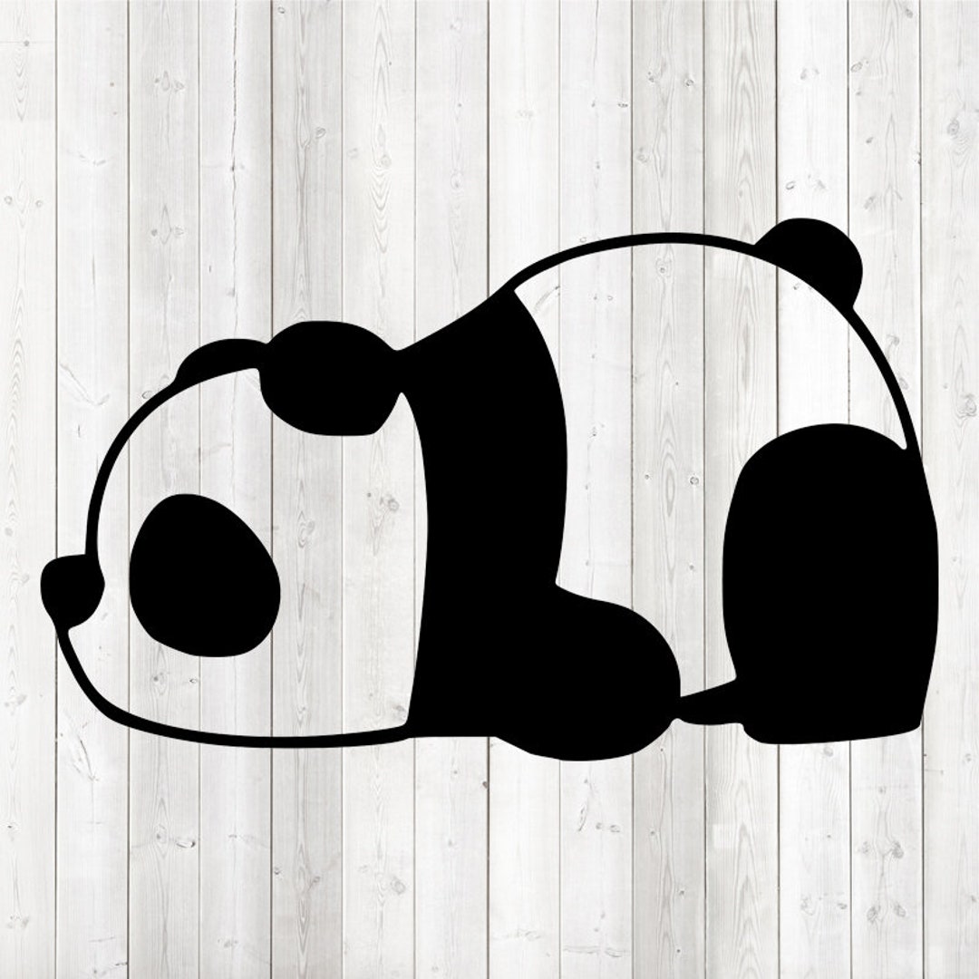 Funny Lazy Panda, Lying, Sleeping. Vector Cutting File for Silhouette ...