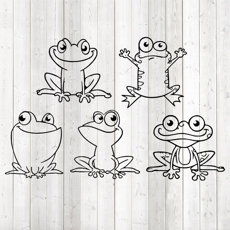 Set of happy frogs. Vector cutting file for Silhouette Cameo | Etsy