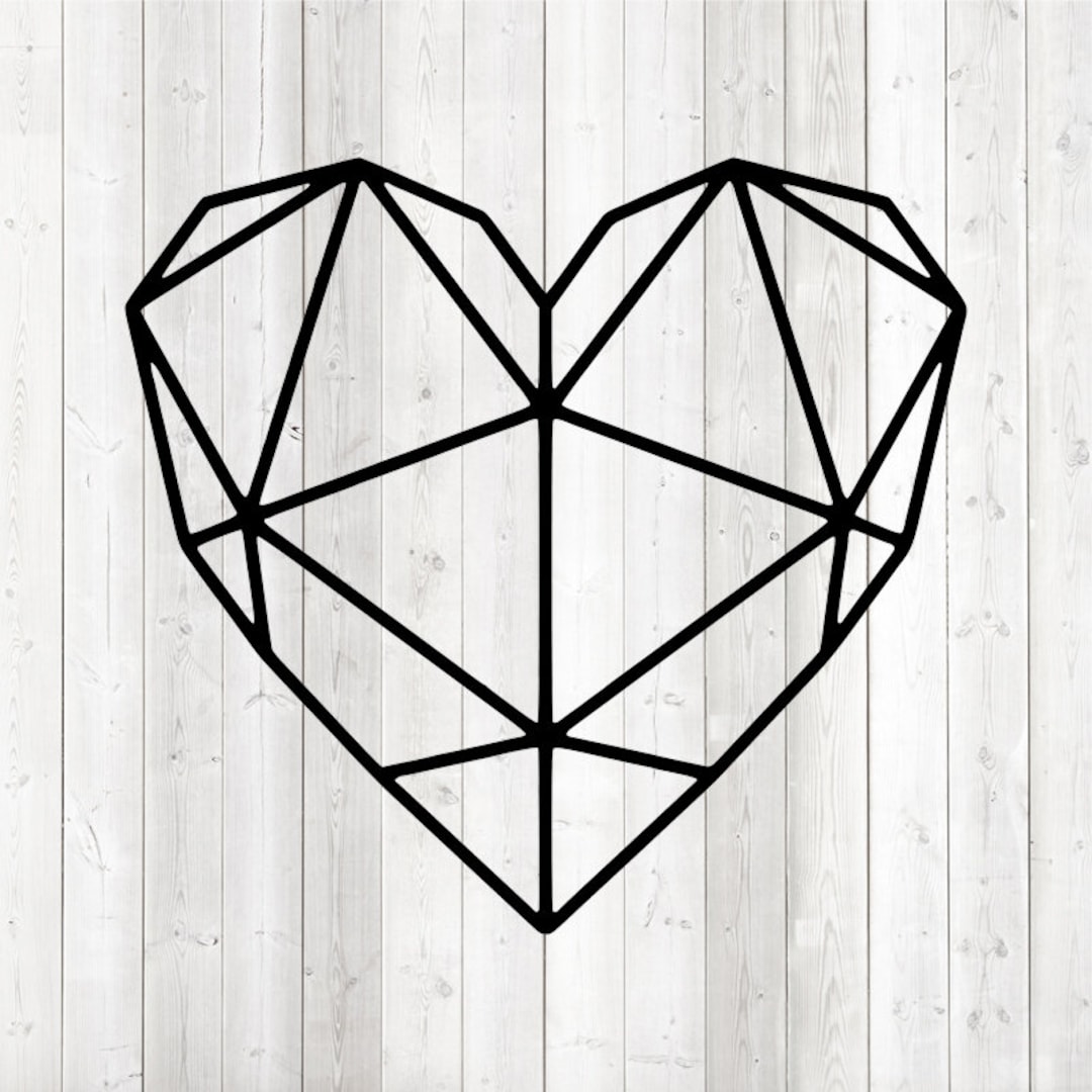 Geometric Heart Figure With Lines. Vector Cutting File for Silhouette ...