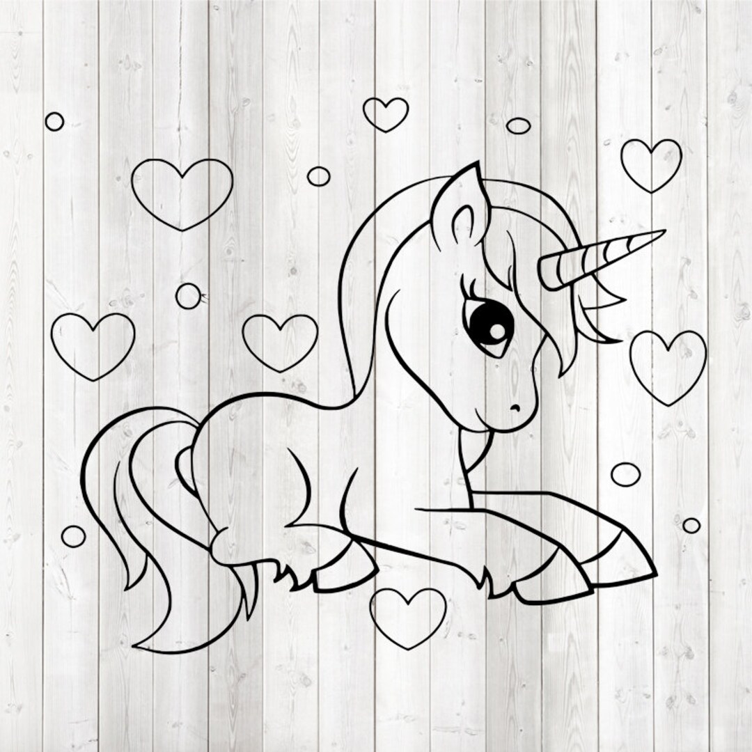 Unicorn With Hearts. Vector Cutting File for Silhouette Cameo and ...