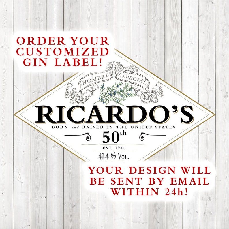 Personalized Digital printable Gin Label 5 Customizable - Etsy Australia