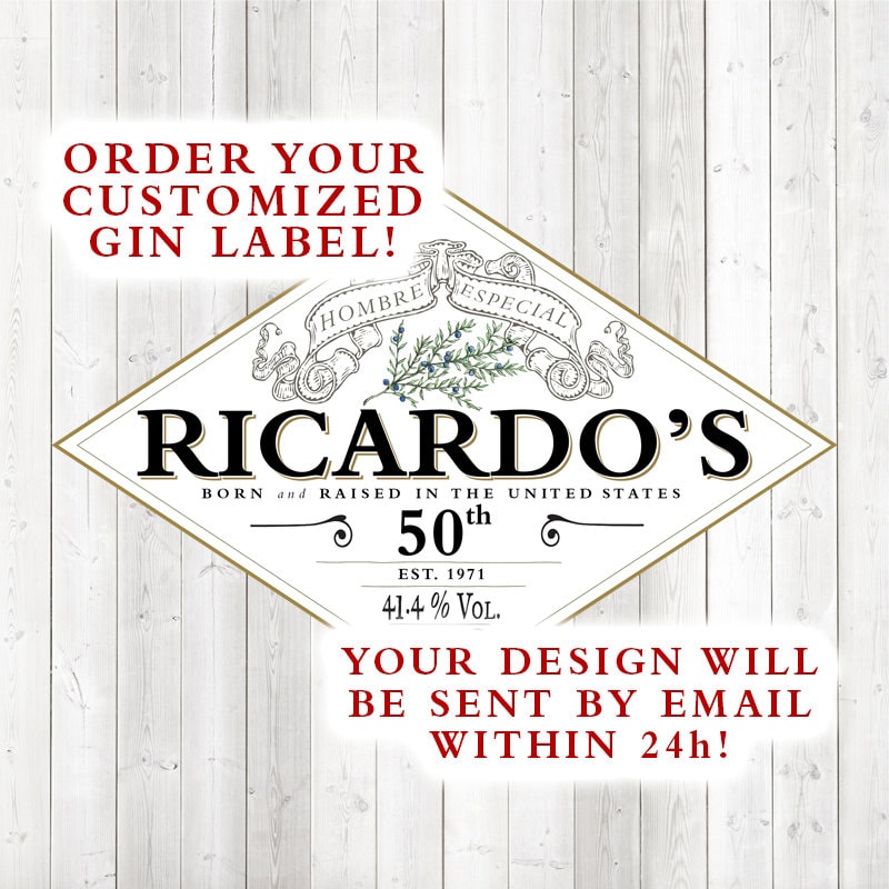 Personalized Digital printable Gin Label 5 Customizable - Etsy
