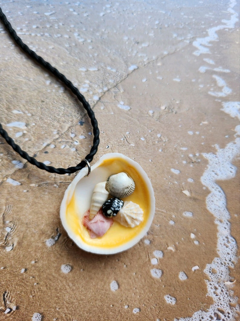 Seashell Nature Collage, Real Seashell Necklace, Shell Pendant ...