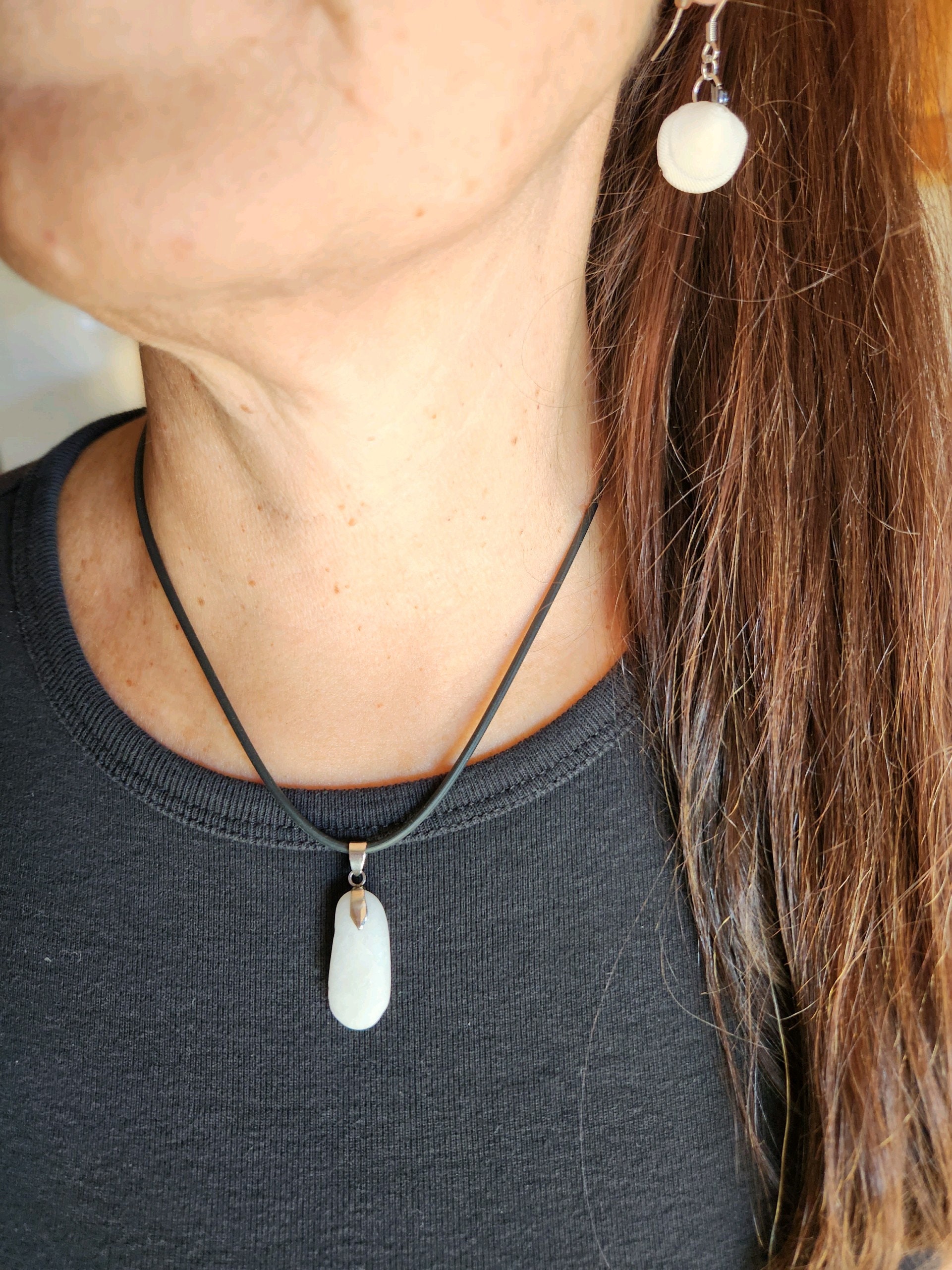 Beach Stone Necklace, Natural Stone Necklace, Beach Jewelry, Pebble ...