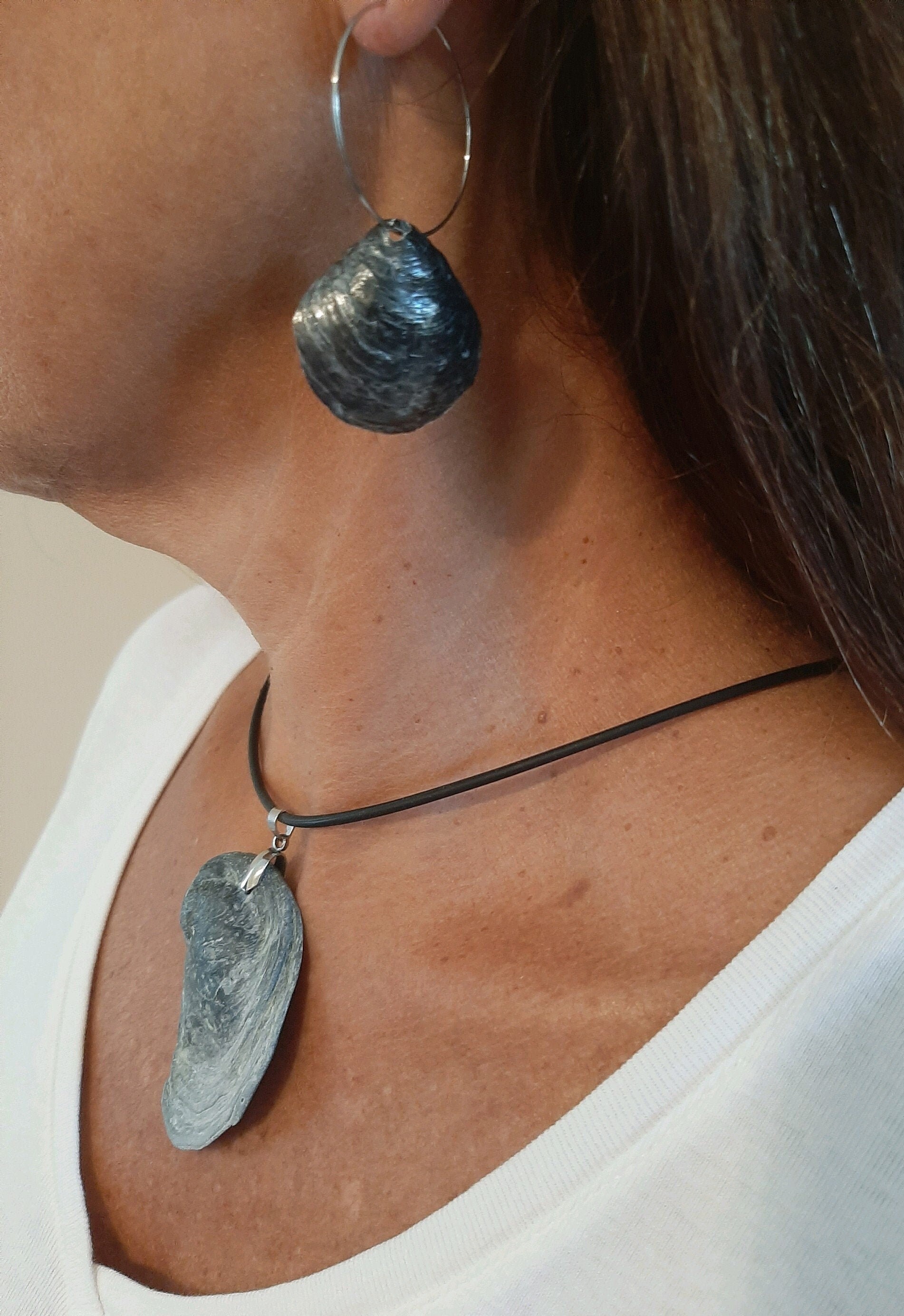 Seashell Necklace and Earrings Set, Beach Jewelry Set, Seashell Pendant ...