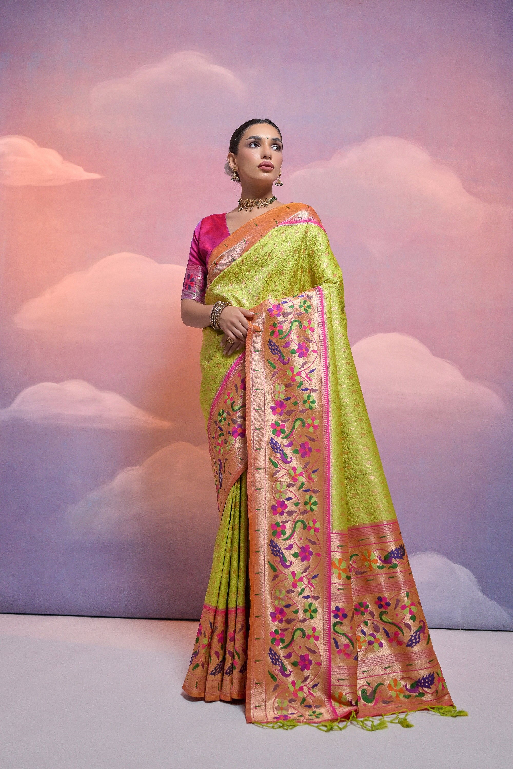 Woven Design Ethnic Motifs Zari Pure Silk Paithani Saree With Blouse ...