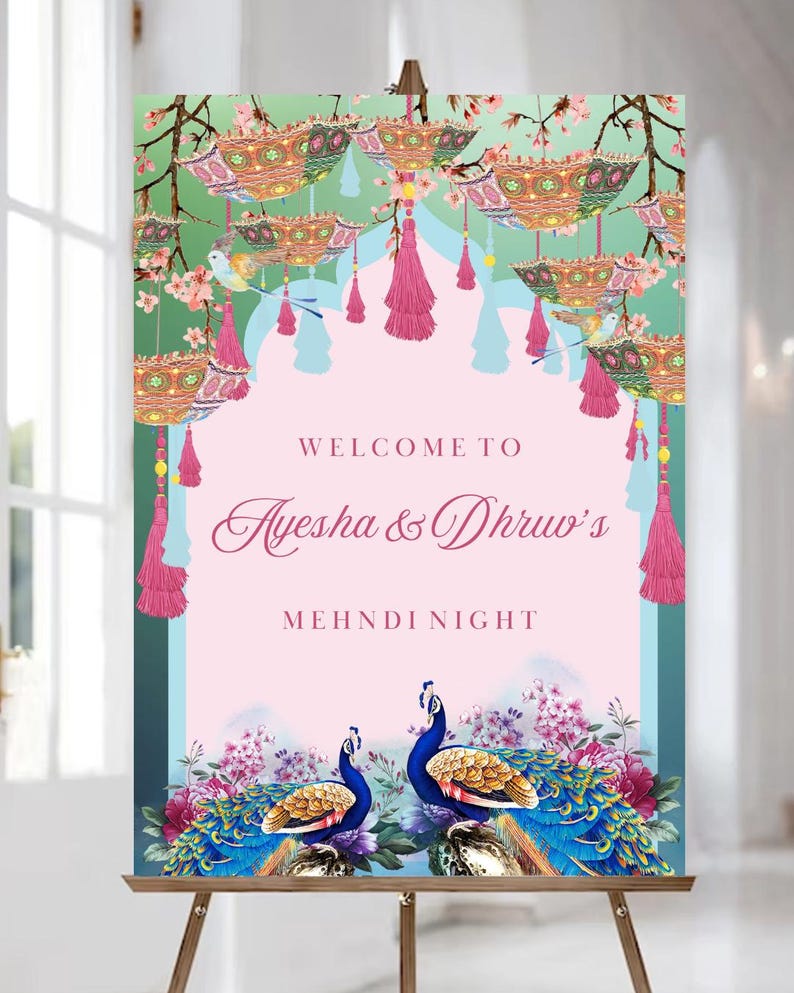 Custom Event Sign | Mehndi Sign | Mehndi | Wedding Welcome Sign ...
