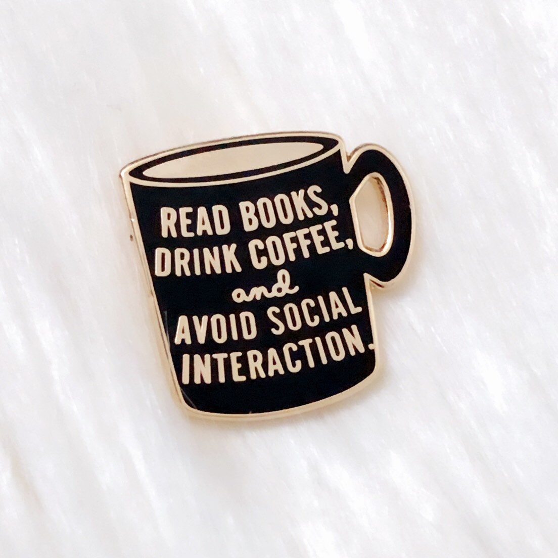 Coffee Lover Pin Antisocial Enamel Pin Books and Coffee - Etsy