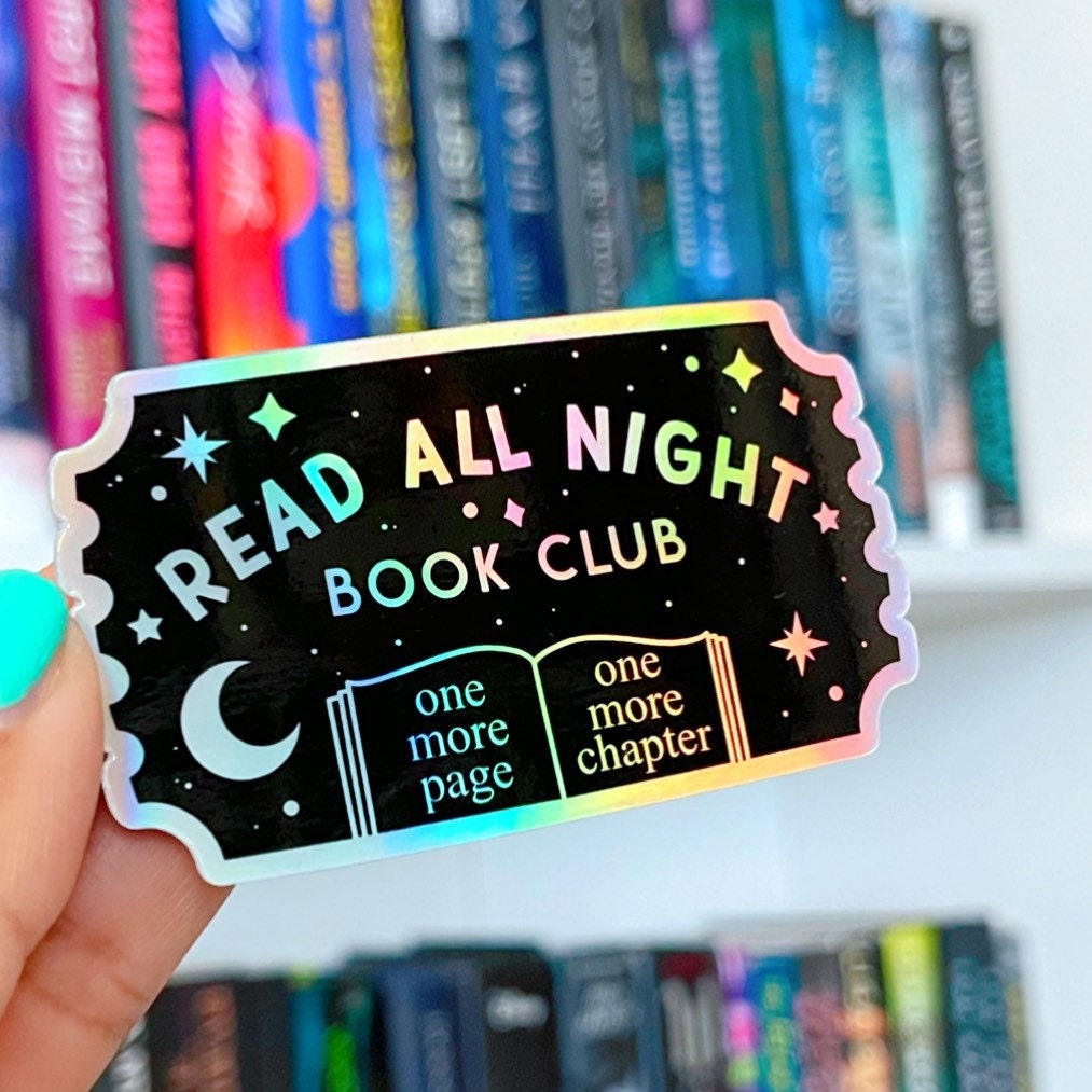 Holographic Read All Night Book Club Sticker Bookish - Etsy