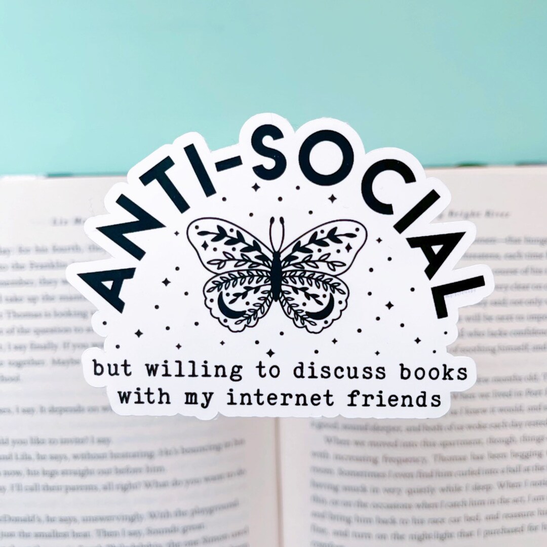Antisocial Butterfly Book Sticker | Bookish Stickers | Gifts for ...