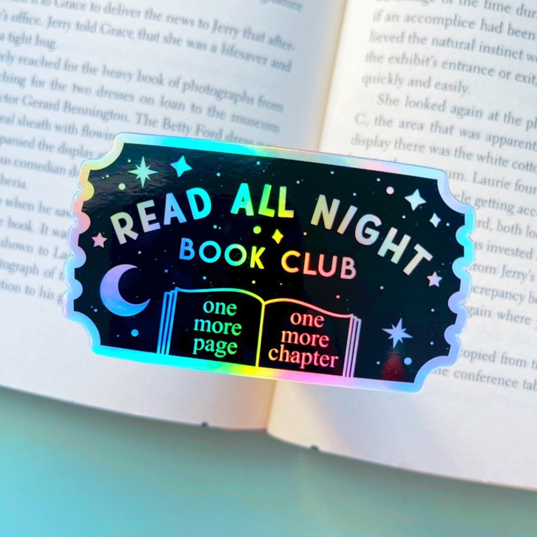 Holographic Read All Night Book Club Sticker Bookish - Etsy