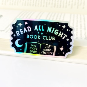 Holographic Read All Night Book Club Sticker | Bookish Stickers | Gifts ...