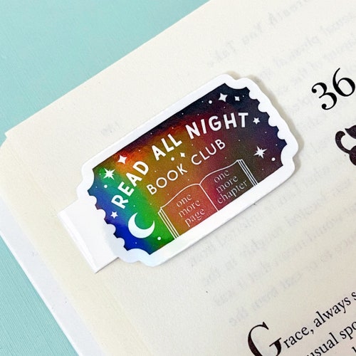 Holographic Read All Night Book Club Sticker Bookish - Etsy
