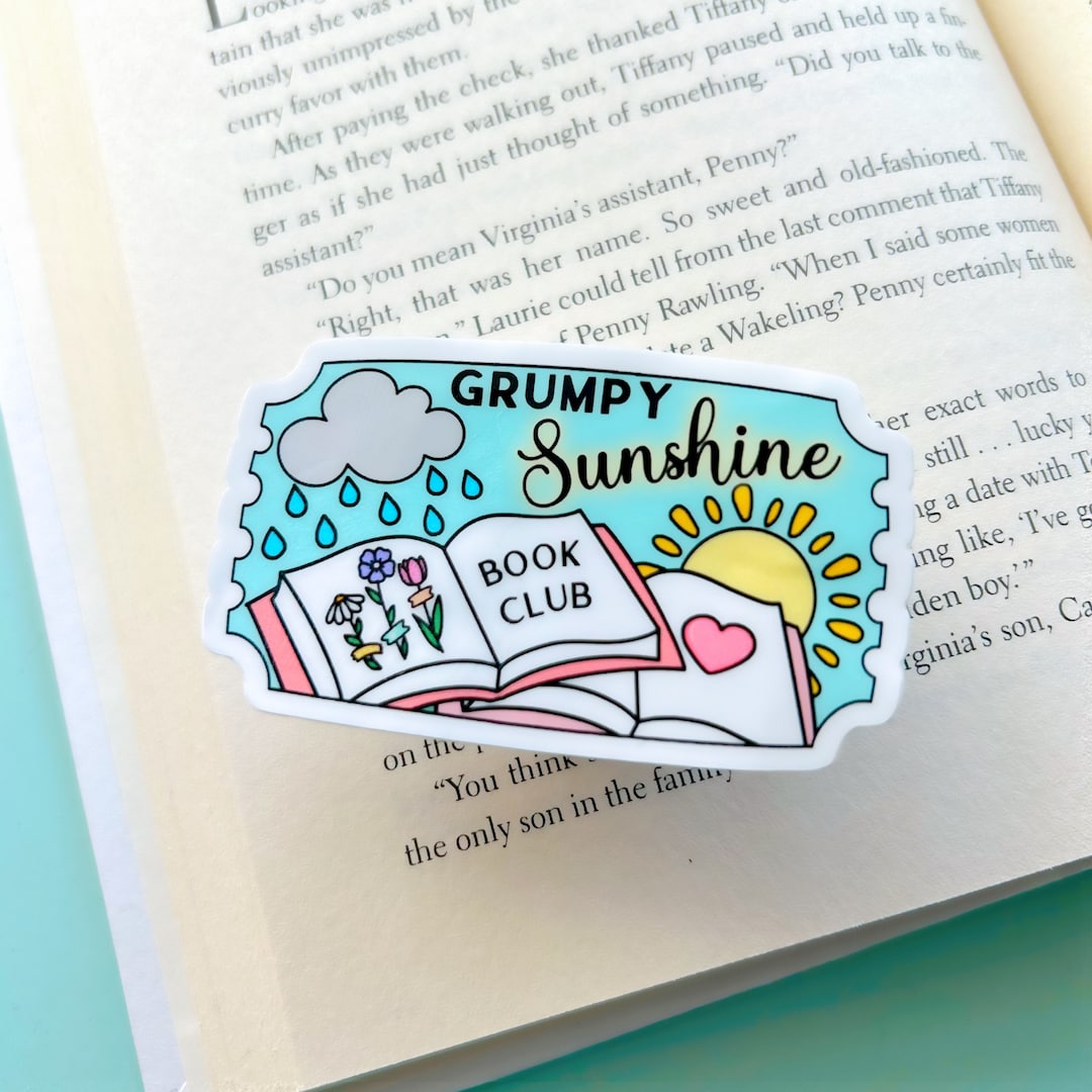 Grumpy Sunshine Book Club Sticker | Bibliophile Magnetic Bookmark ...