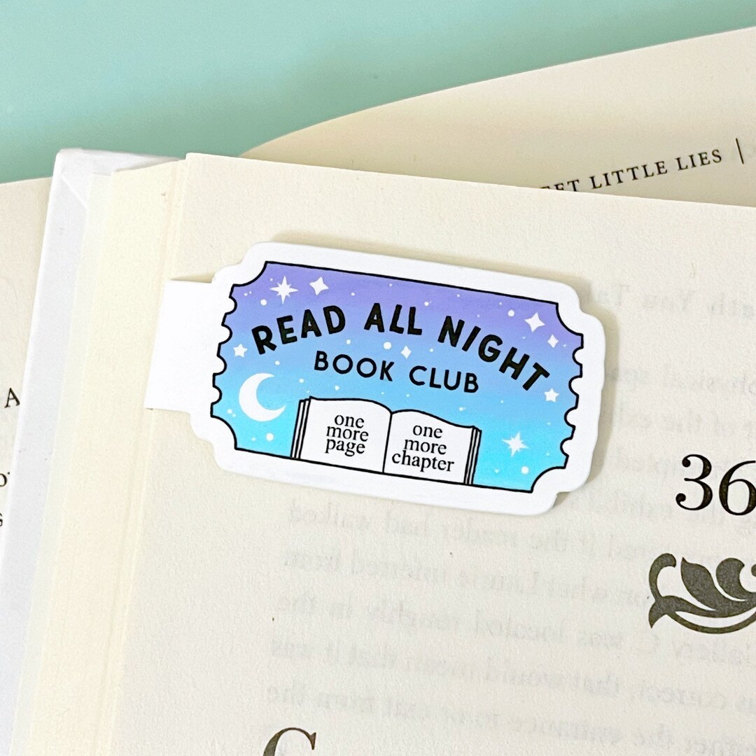 Read All Night Book Club Magnetic Bookmark | Bibliophile Magnetic ...