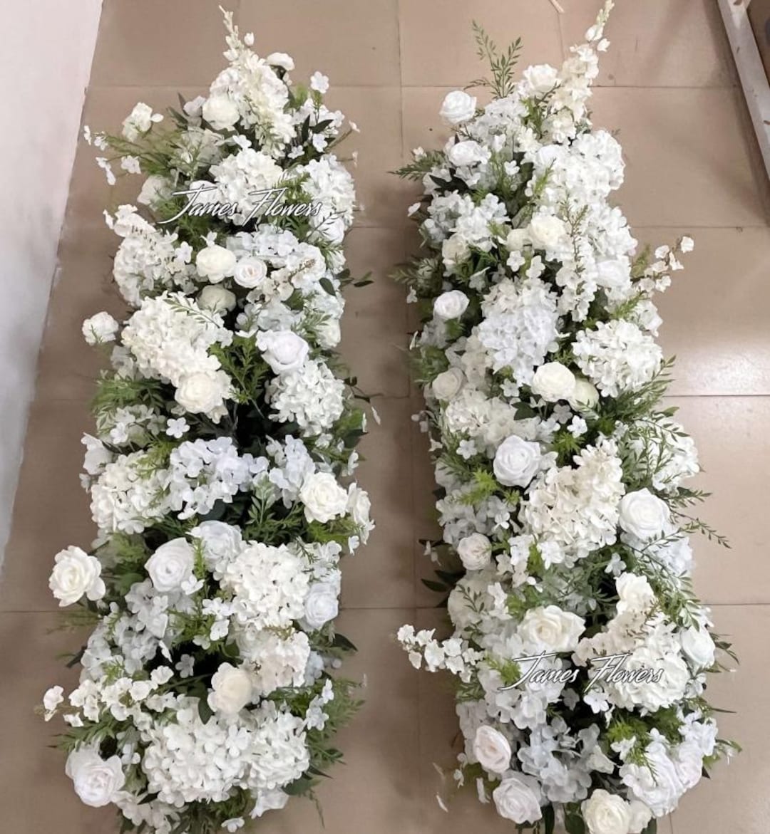 White Hydrangea Wedding Aisle Decor: Floral Row Runner - Etsy