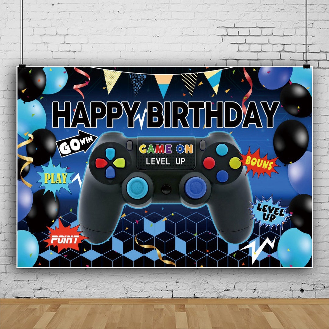Video Game Backdrop Supplies,level up Boys Gaming Birthday Decorations ...