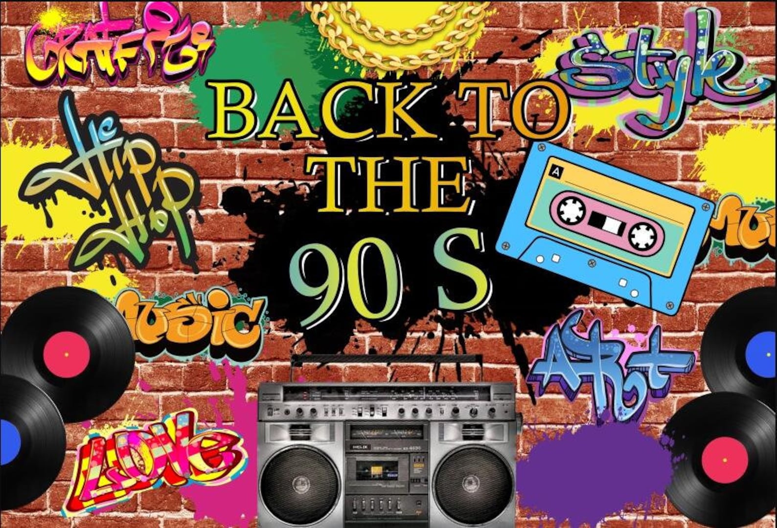 Graffiti 90s Hip Hop Backdrop Music 90s Backdrop Disco Retro - Etsy