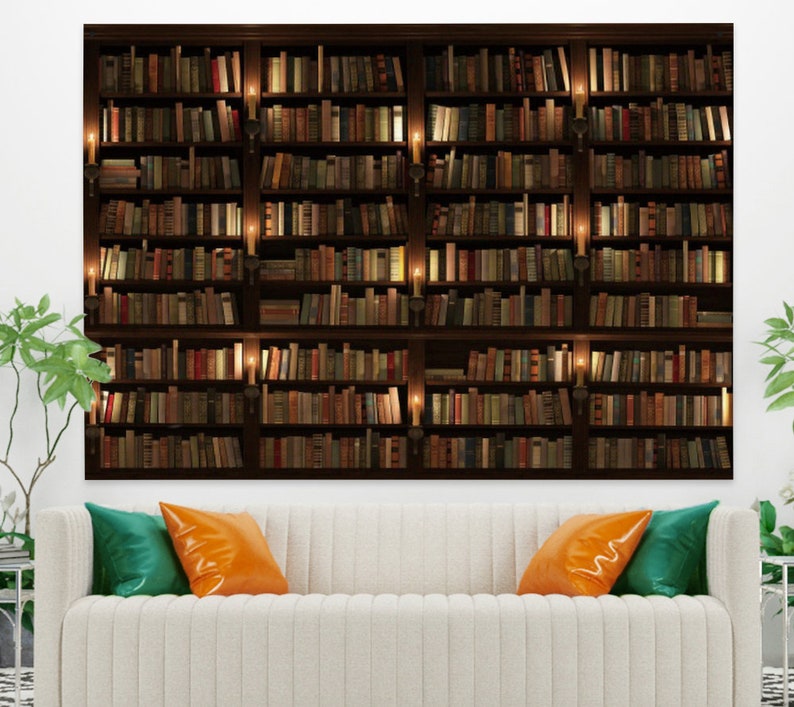 Vintage Library Wall Tapestry Book Tapestry for Living Room | Etsy