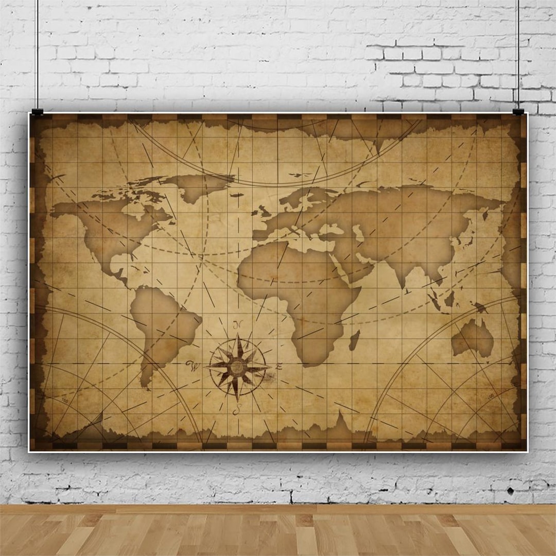 Vintage Map Backdrop,travel Themed World Map Photography Background Let ...