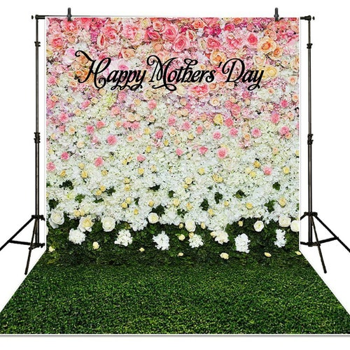 Flower Wall & Grass Backdrop Happy Mothers' Day Banner - Etsy