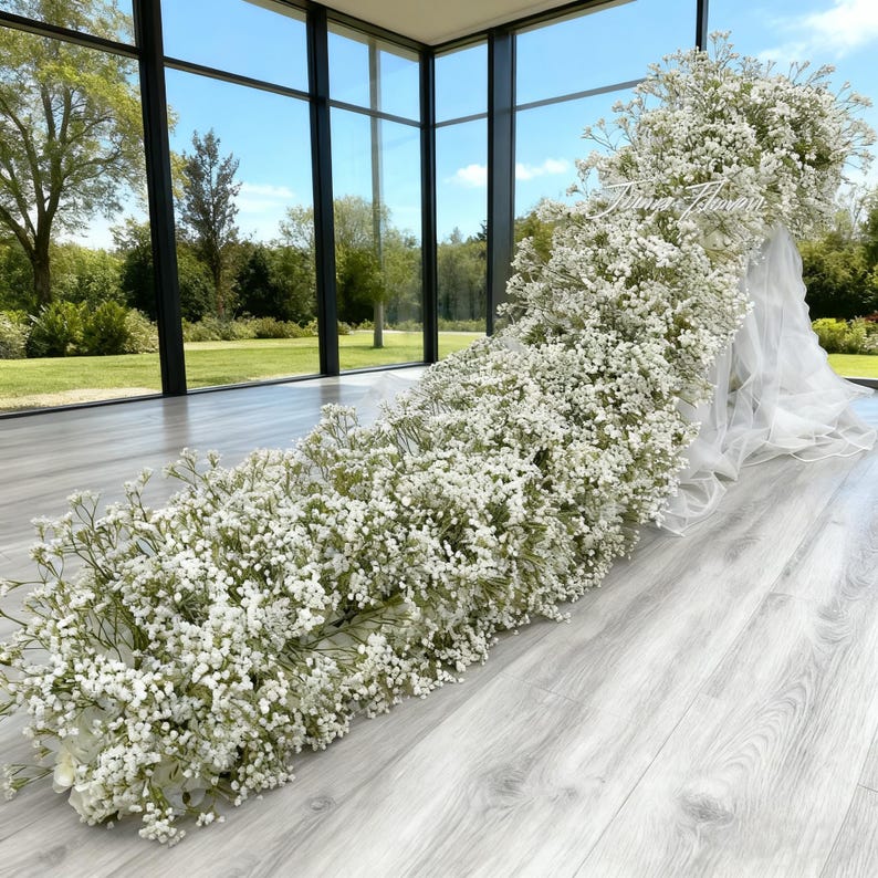 Artificial White Baby's Breath Long Flower Runner, Wedding Decor ...