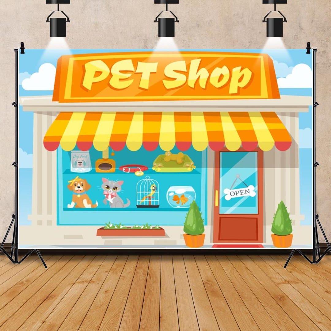 Pet Shop Storefront Backdrop, Boy 1st Birthday Party Photography ...