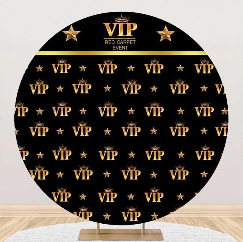 Black VIP Round Backdrop Birthday Photo Background Birthday - Etsy