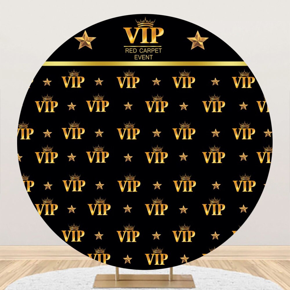 Black VIP Round Backdrop Birthday Photo Background Birthday - Etsy