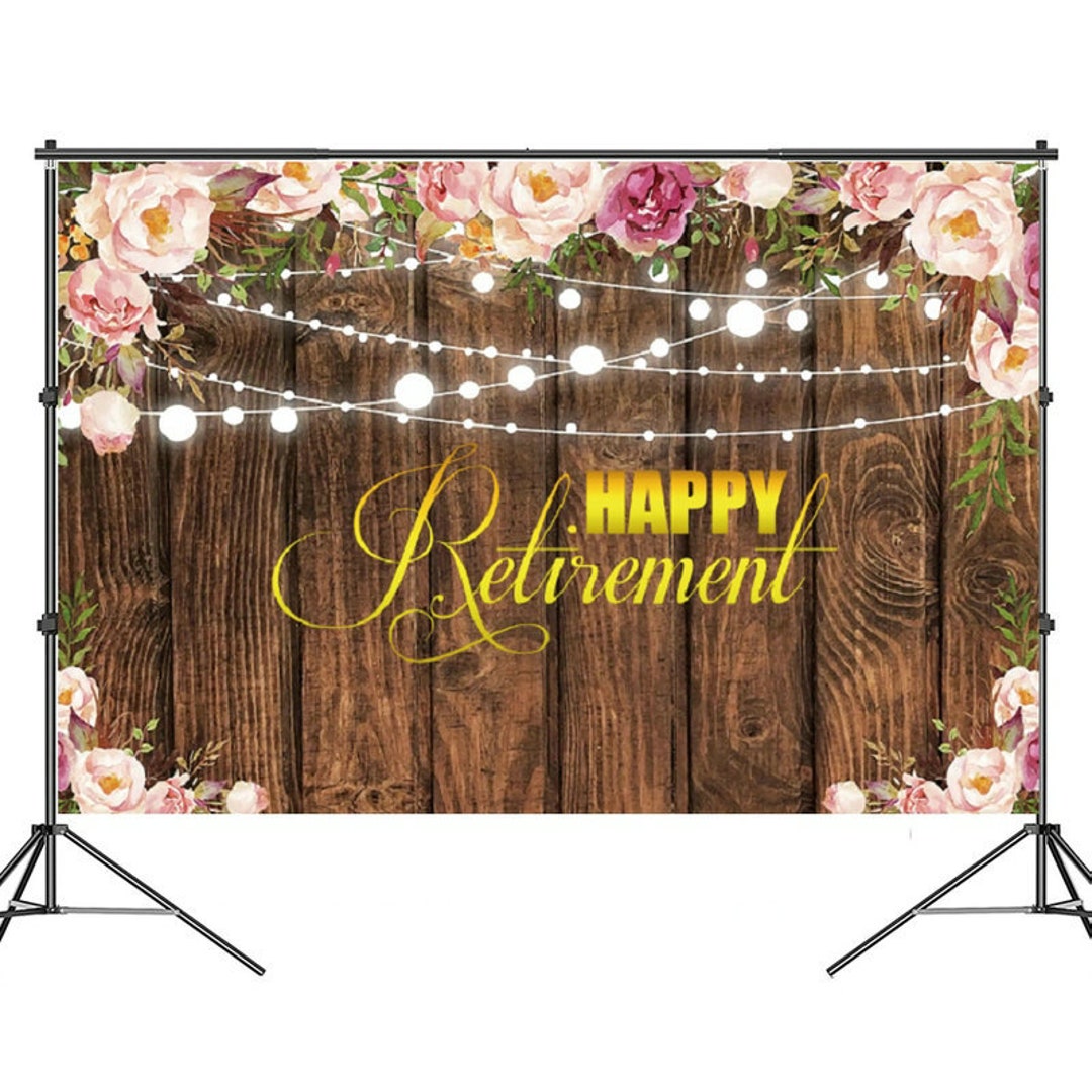 Wood Wall Floral Happy Retirement Photography Backdrops Pink Watercolor ...
